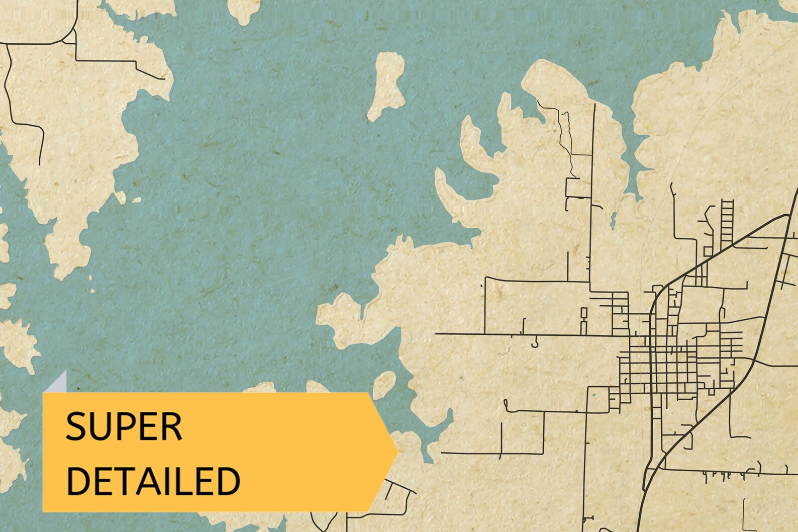 Vintage Style Map of Lake Ray Roberts Texas USA Instant | Etsy