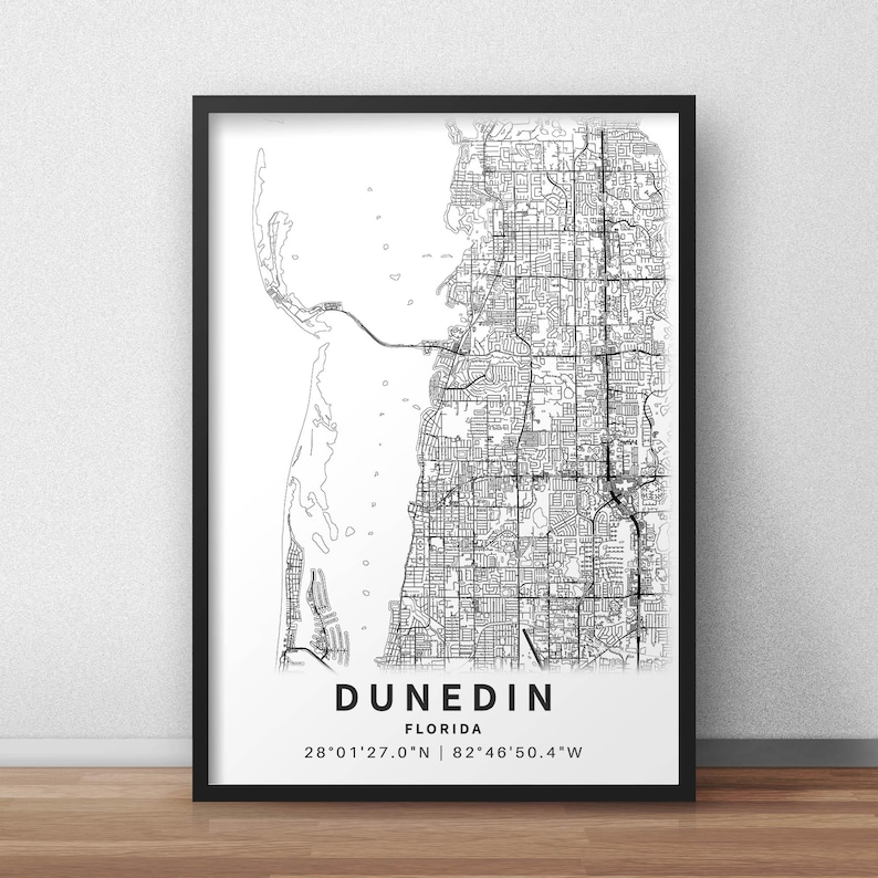 Dunedin Florida Map With Street Names, Printable Dunedin City Poster ...