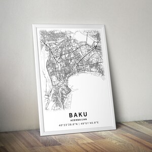 Printable Map of Baku, Azerbaijan With Street Names - Instant Download ...