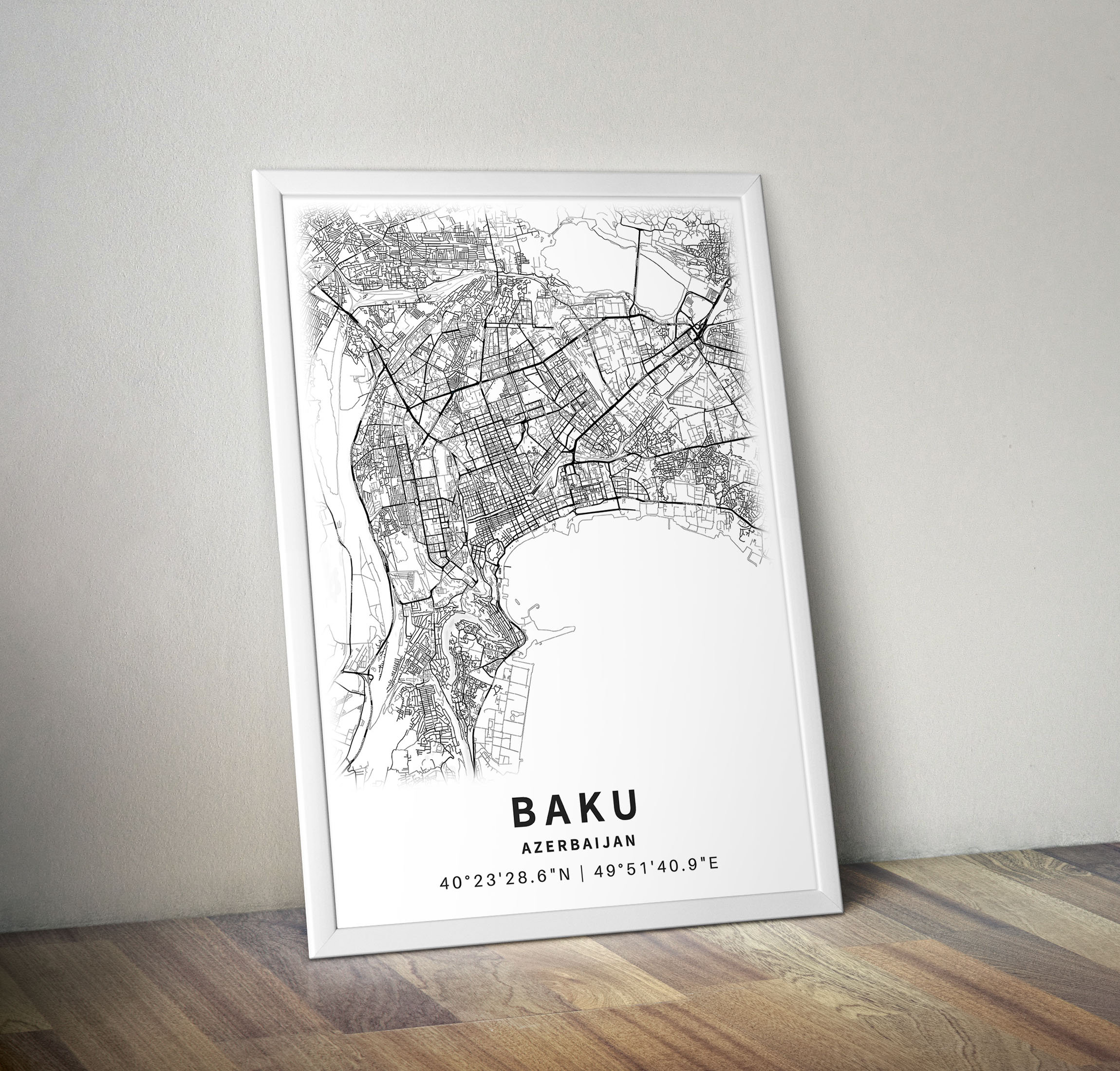 Printable Map of Baku Azerbaijan With Street Names Instant - Etsy