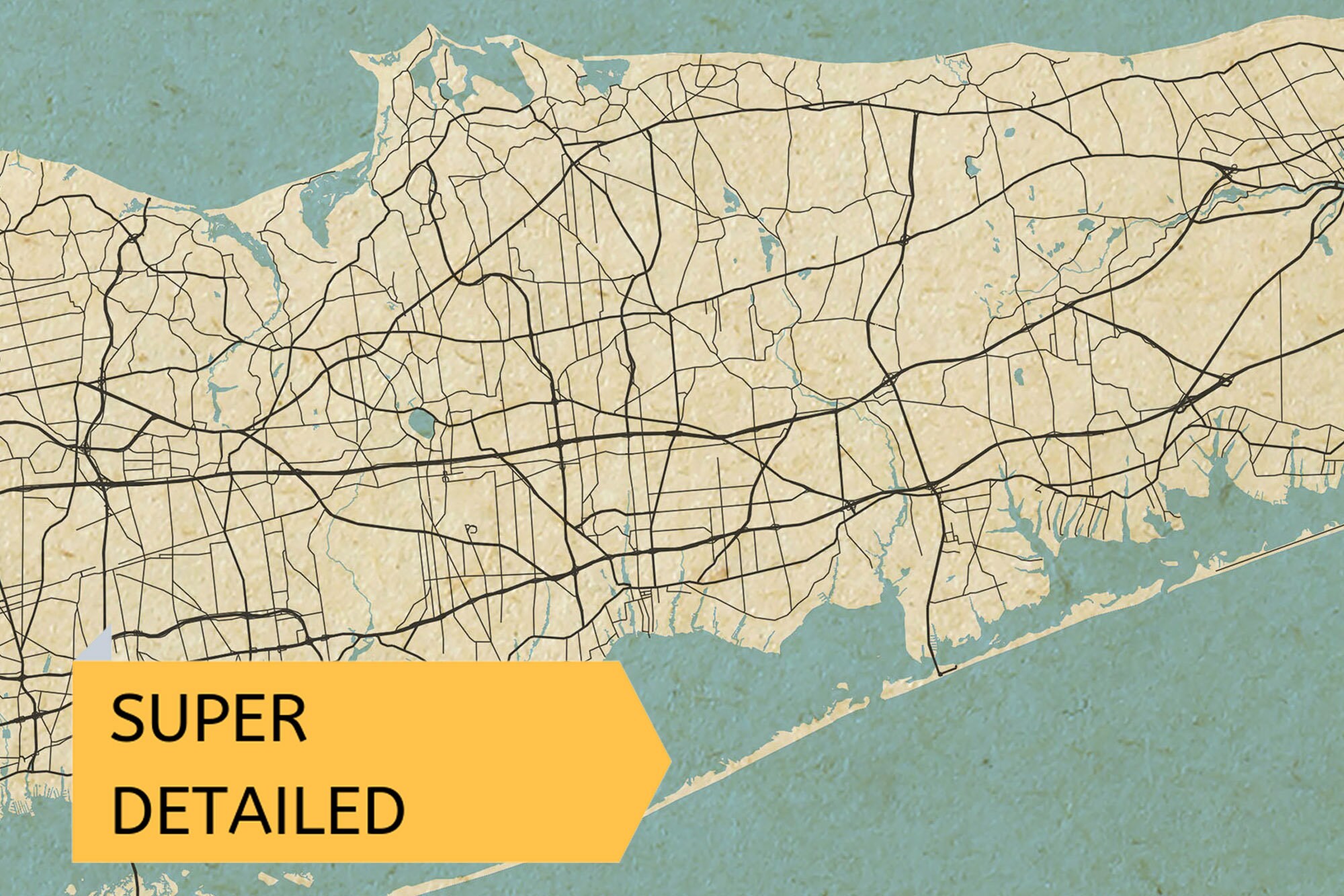Vintage Style Map of Long Island New York Instant Download - Etsy