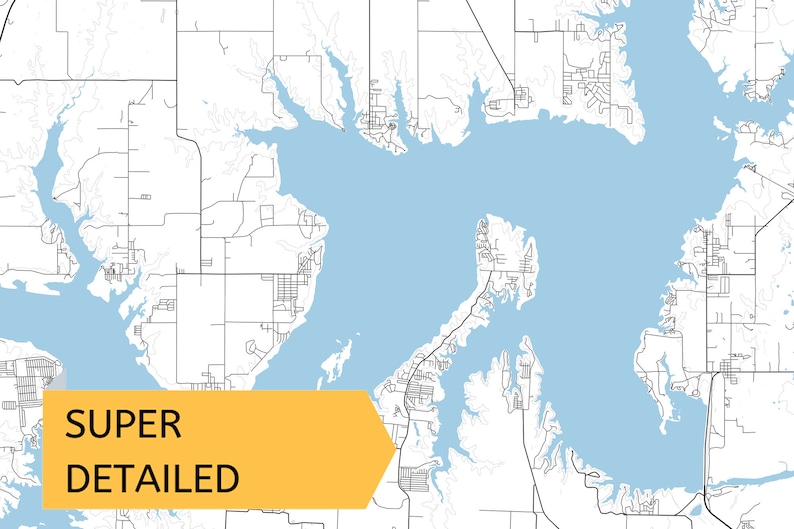 Printable Map of Lake Texoma Oklahoma Texas United States - Etsy