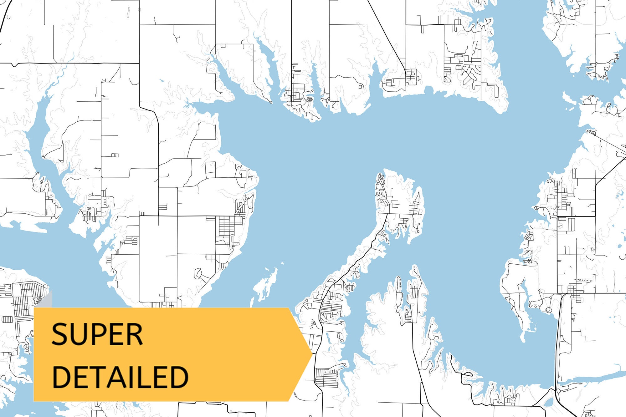 Printable Map of Lake Texoma Oklahoma Texas United States - Etsy