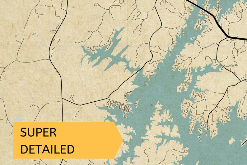 Vintage Style Map of Lake Martin Alabama USA Instant | Etsy