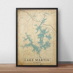 Vintage Style Map of Lake Martin Alabama USA Instant | Etsy