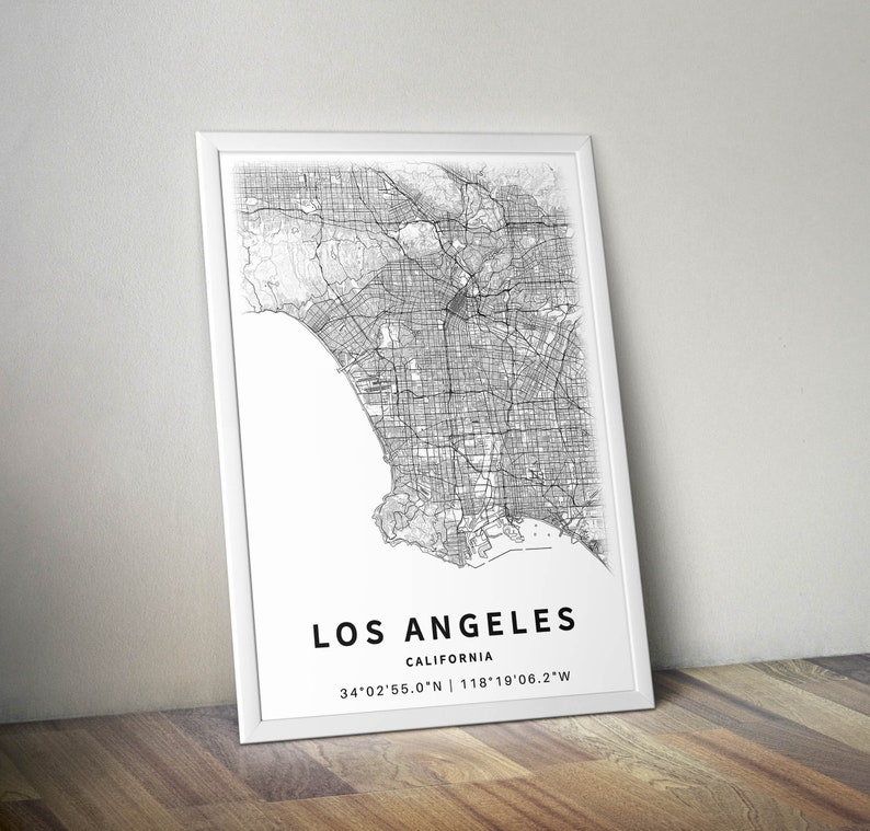 Printable Map of Los Angeles California United States With - Etsy