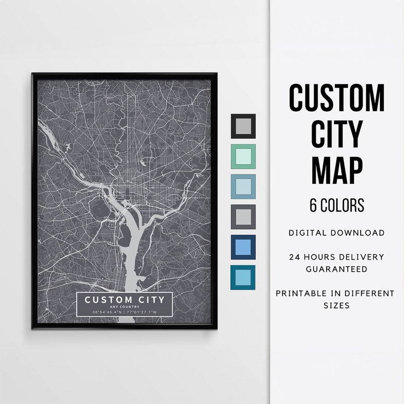Colorable Map Poster - Etsy