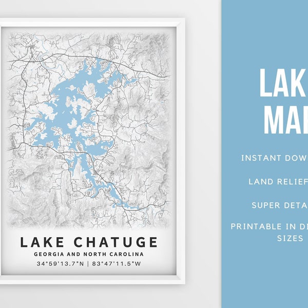 Lake Chatuge Wall Maps' - Etsy