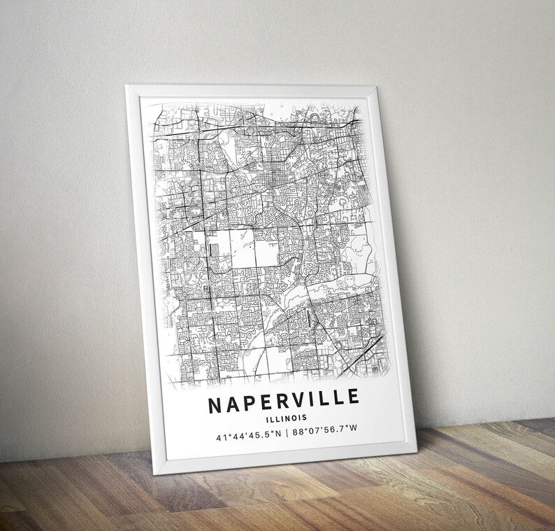 Printable Map of Naperville, Illinois, USA With Street Names - Instant ...