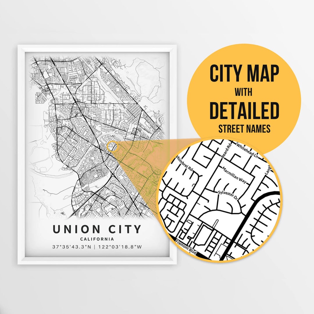 Printable Map of Union City, California, USA With Street Names ...