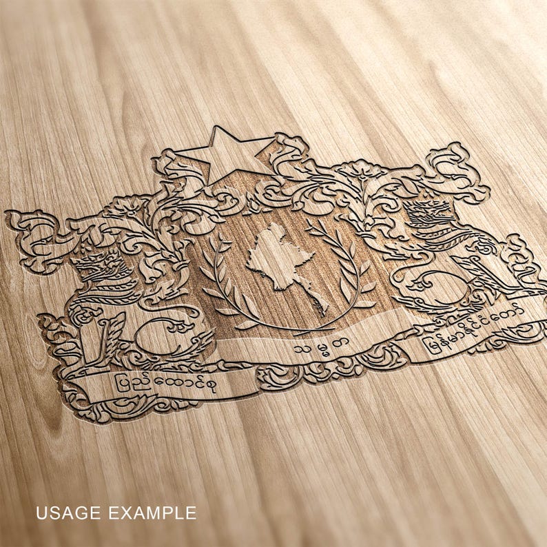 Myanmar Coat of Arms Vector Clipart (SVG, PNG, PDF), Myanmar Cutting ...