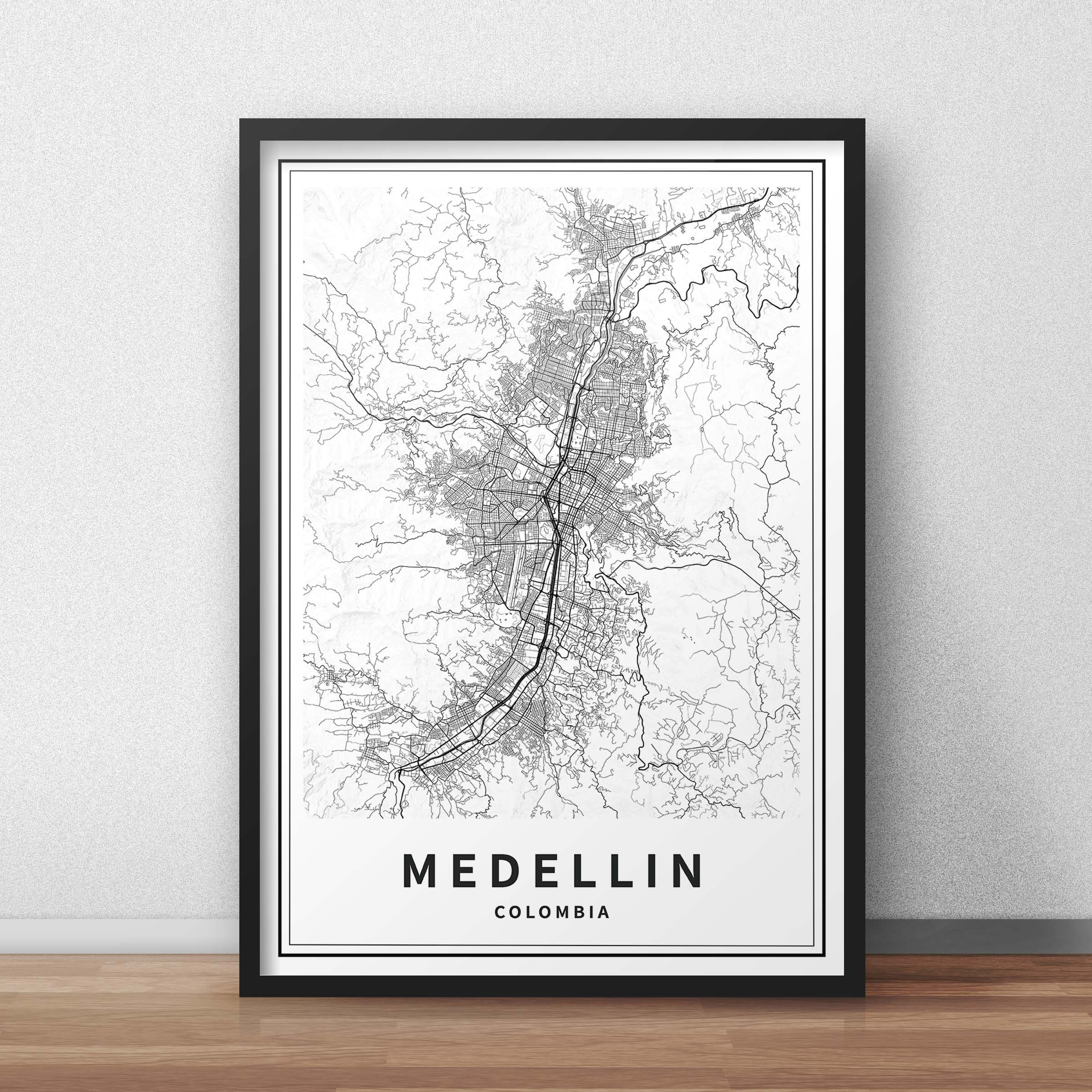 Printable Map of Medellin Colombia Instant Download City | Etsy