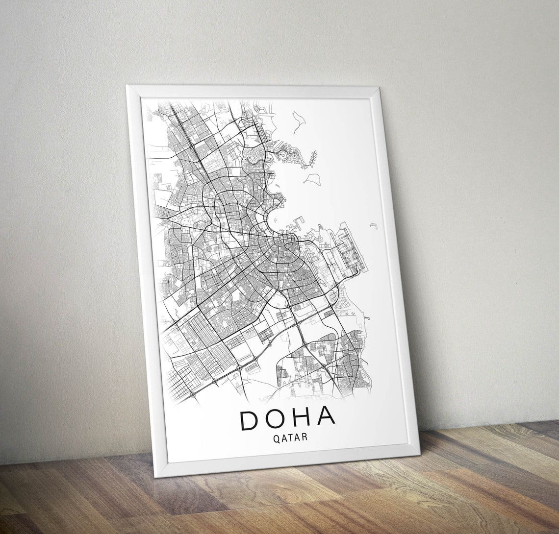 Doha Qatar Map Print Doha City Map Instant Download - Etsy