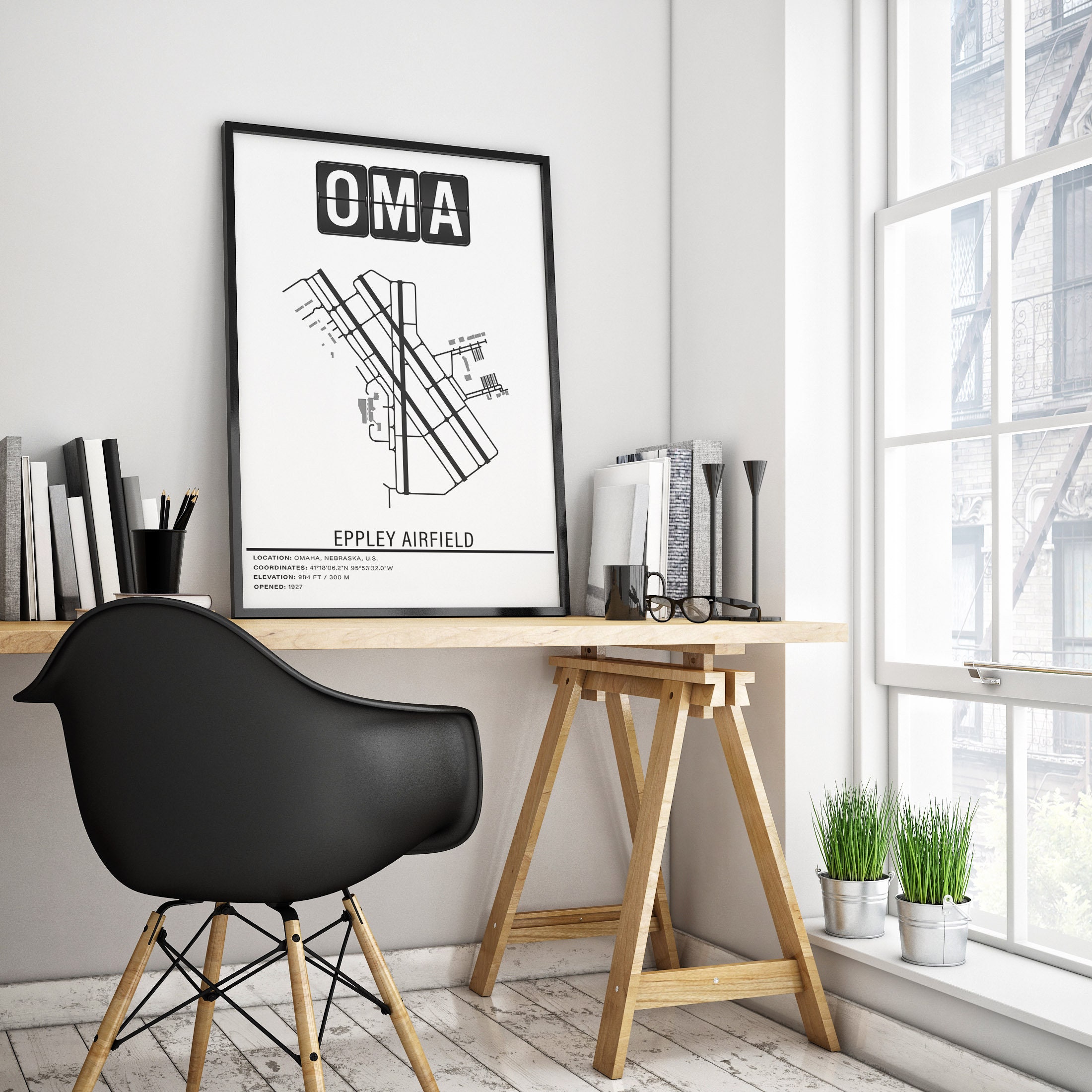 OMA Omaha Eppley Airfield Poster Instant Download Map Art | Etsy
