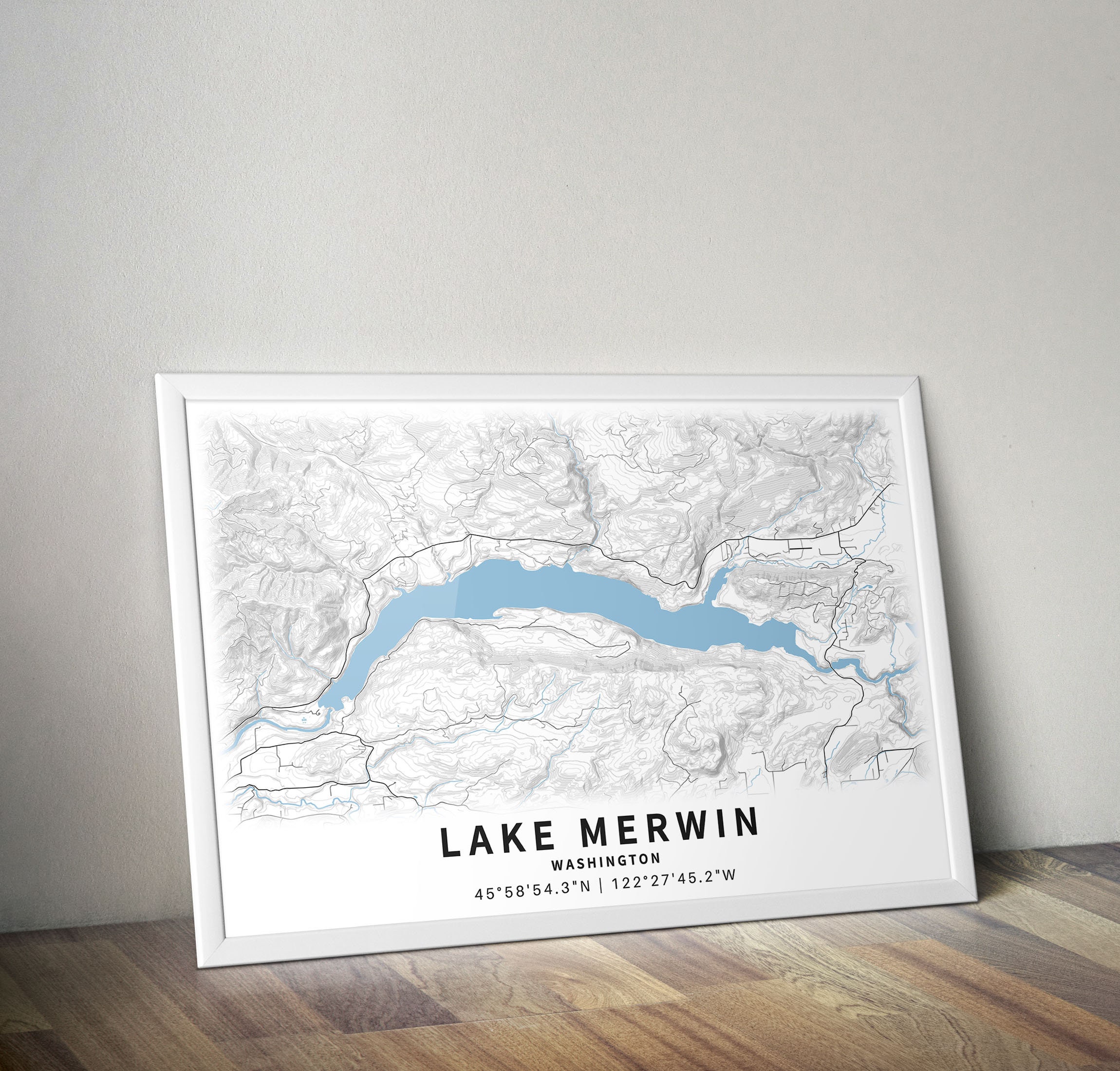 Printable Map of Lake Merwin Washington United States - Etsy
