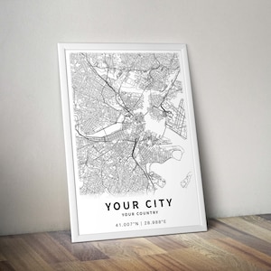 Custom Map of Your City, Any Town With Street Name - Digital Download ...