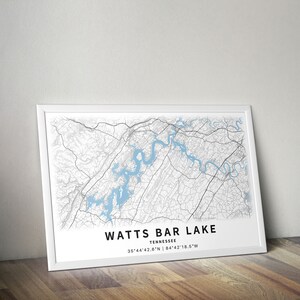 Printable Map of Watts Bar Lake, Tennessee, US - Instant Download ...