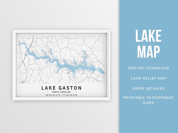 Printable Map of Lake Gaston North Carolina United States - Etsy Australia