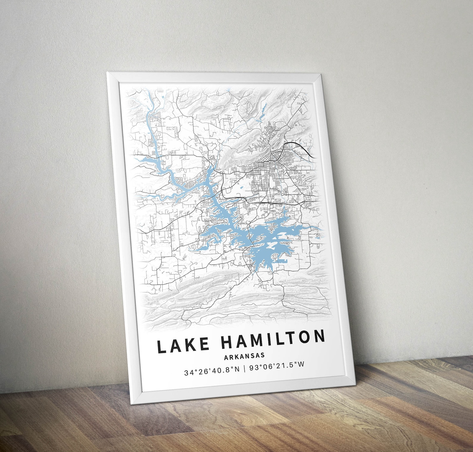 Printable Map of Lake Hamilton Arkansas United States - Etsy