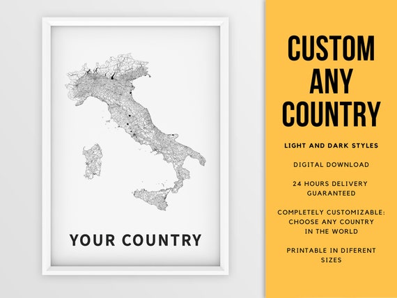 Printable Custom Poster Map of Any Country Digital Download | Etsy
