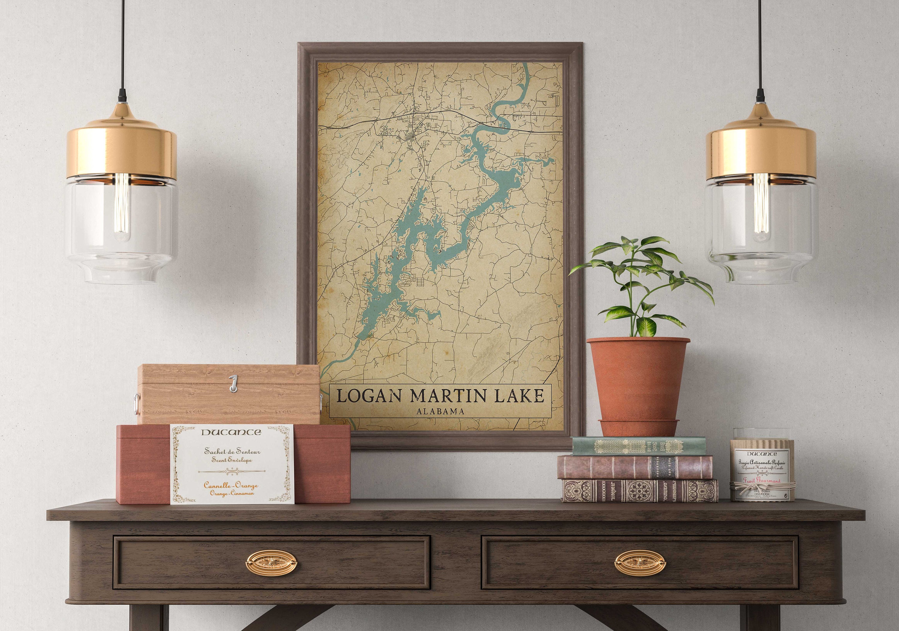 Vintage Style Map of Logan Martin Lake Alabama USA Instant - Etsy