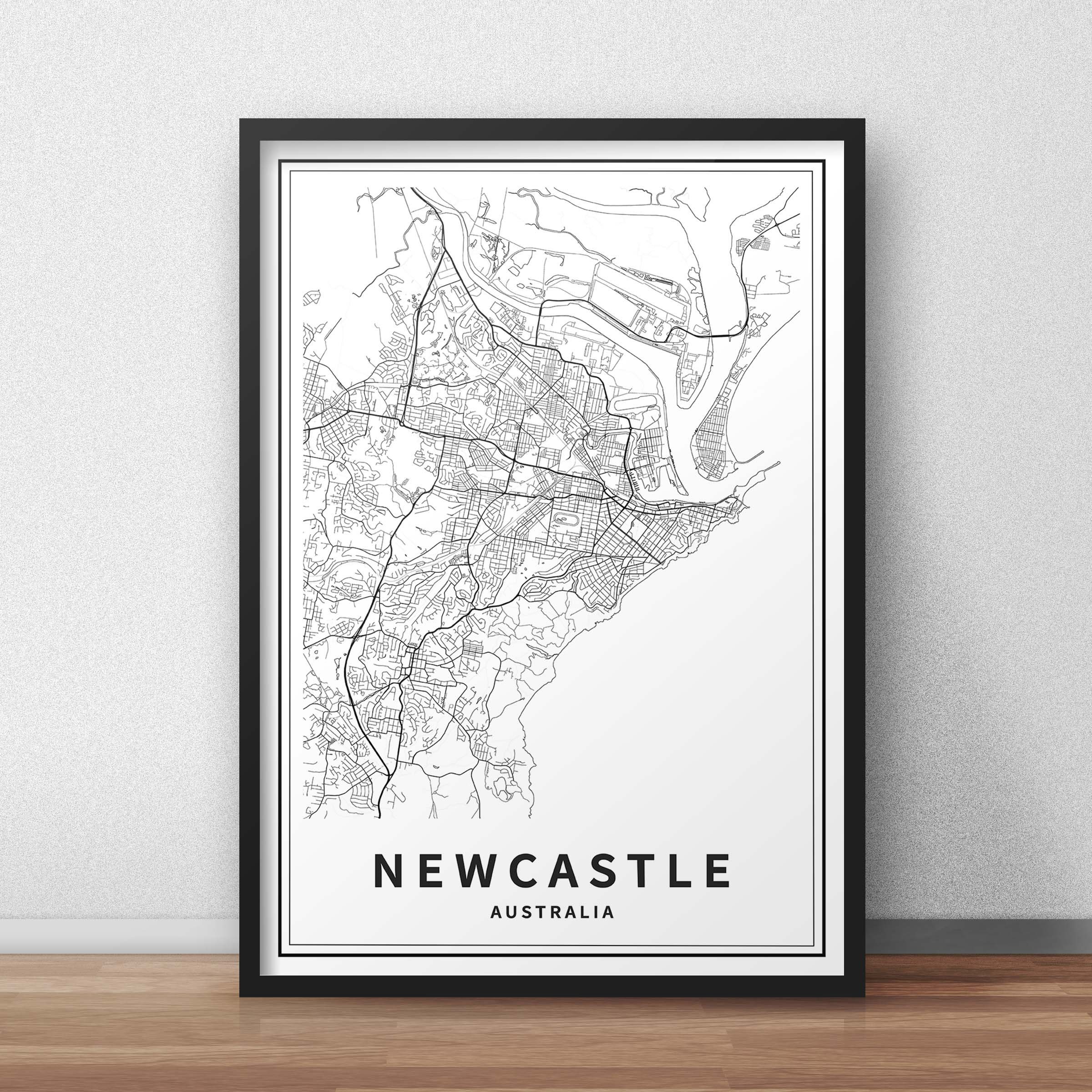 Printable Map of Newcastle NSW New South Wales Australia | Etsy
