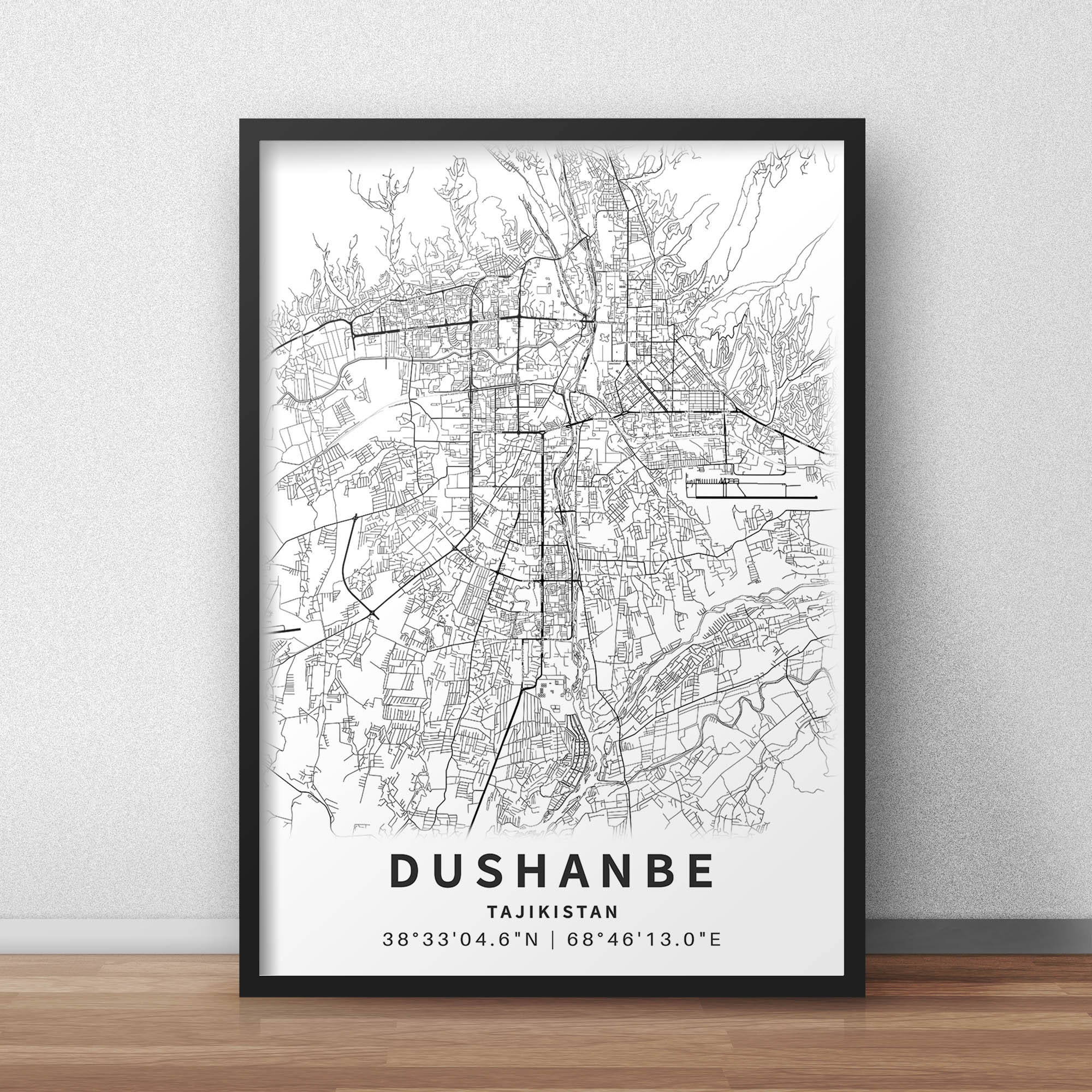 Dushanbe Tajikistan Map With Street Names, Printable Dushanbe City ...
