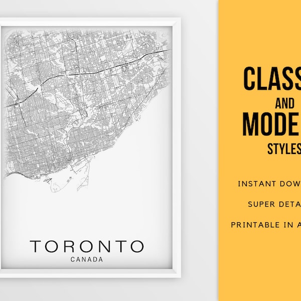 Printable Map of Toronto - Etsy