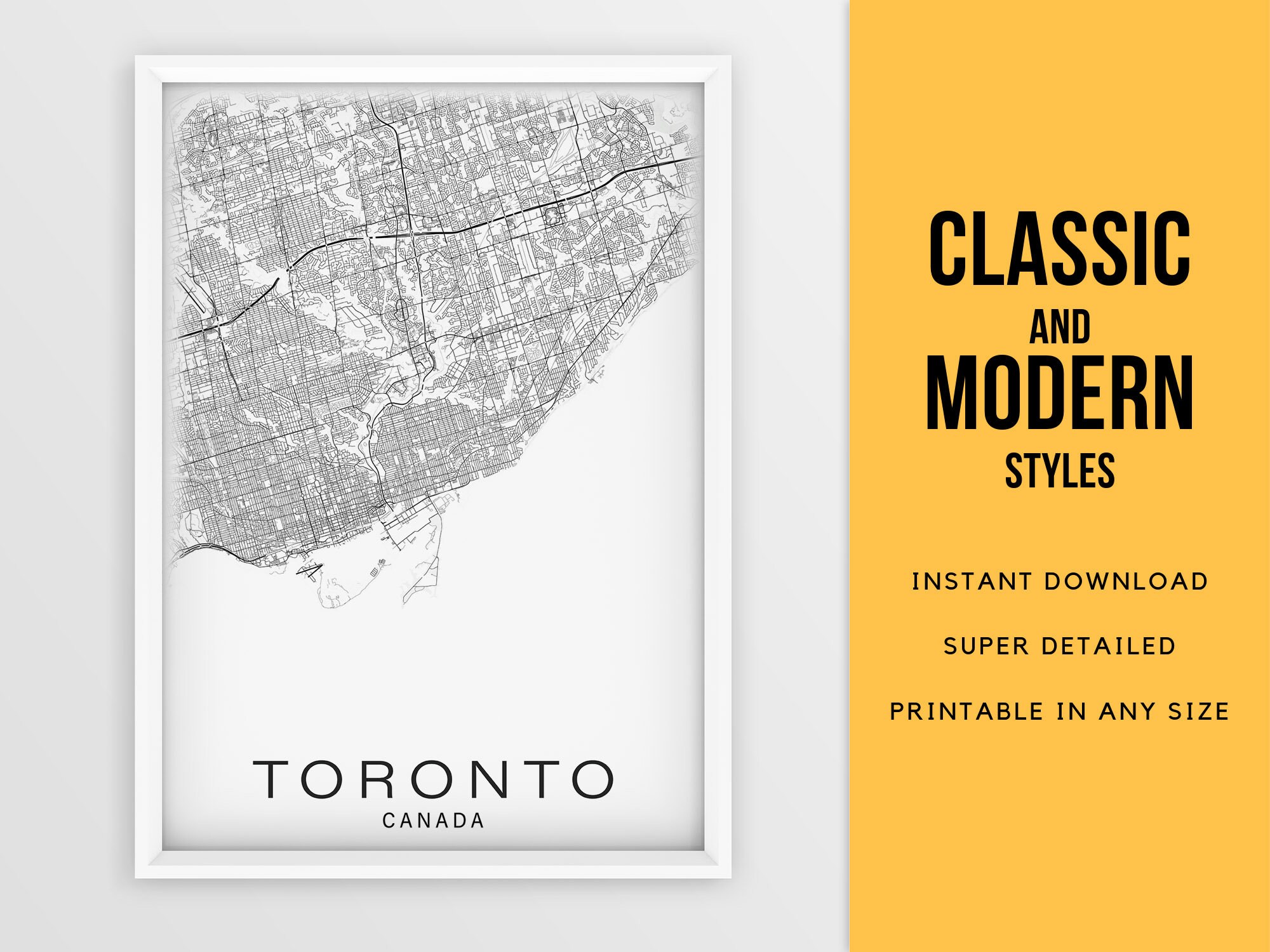 Printable Map of Toronto Canada Instant Download City Map | Etsy