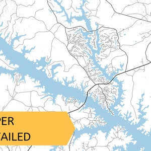 Printable Map of Lake Strom Thurmond, Georgia and South Carolina, US ...