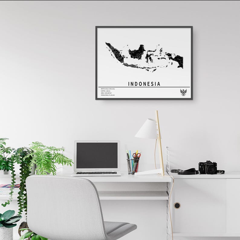 Indonesia Map Poster, Printable Road Map With City Names (instant ...