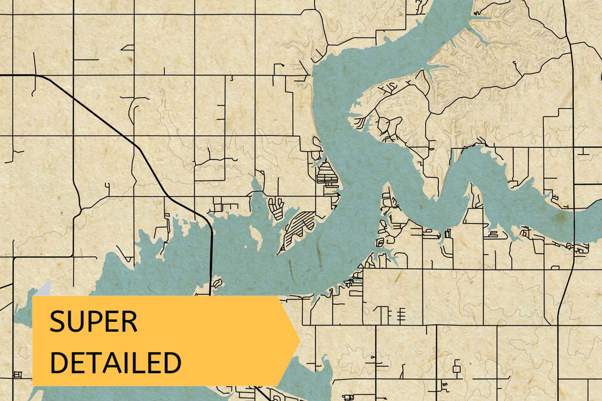 Vintage Style Map of Grand Lake O' the Cherokees Oklahoma - Etsy