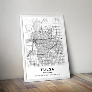 Printable Map of Tulsa, Oklahoma, USA With Street Names - Instant ...
