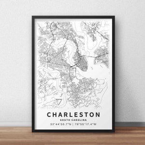 Printable Map of Charleston, South Carolina, USA With Street Names ...
