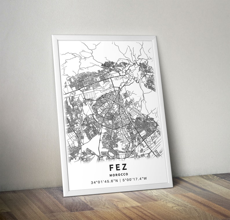 Printable Map of Fez, Morocco With Street Names - Instant Download ...