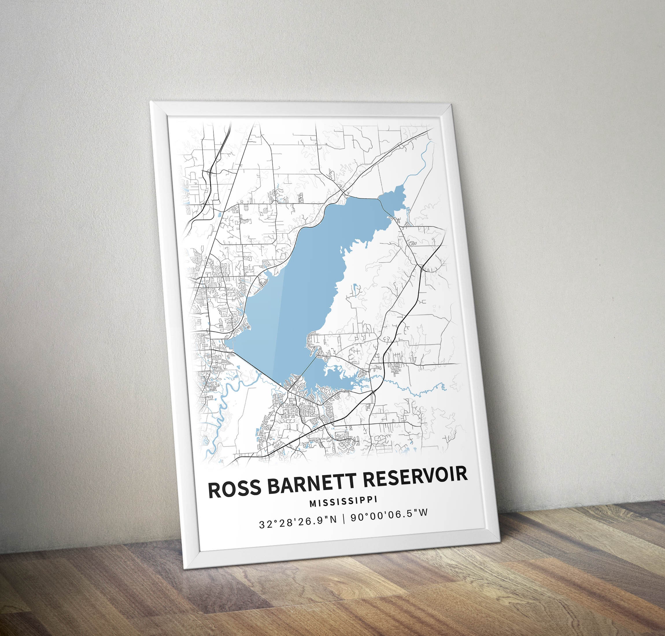 Printable Map of Ross Barnett Reservoir Mississippi United - Etsy