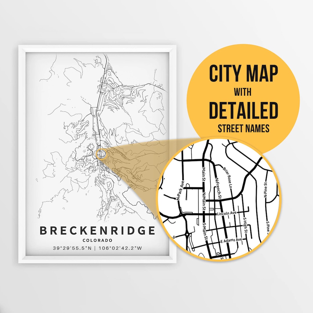 Printable Map of Breckenridge, Colorado, USA With Street Names ...