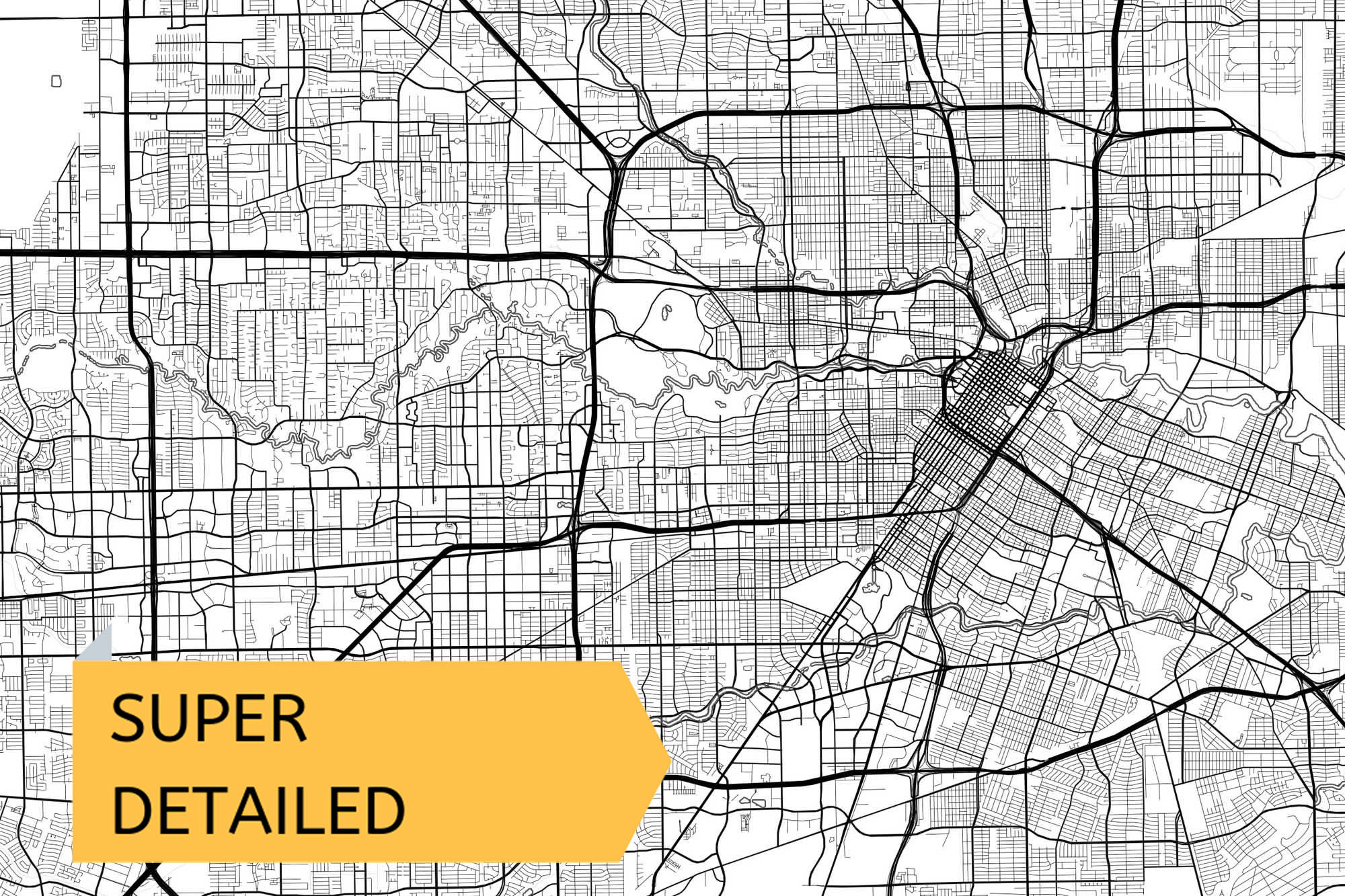 Printable Map of Houston Texas United States Instant | Etsy