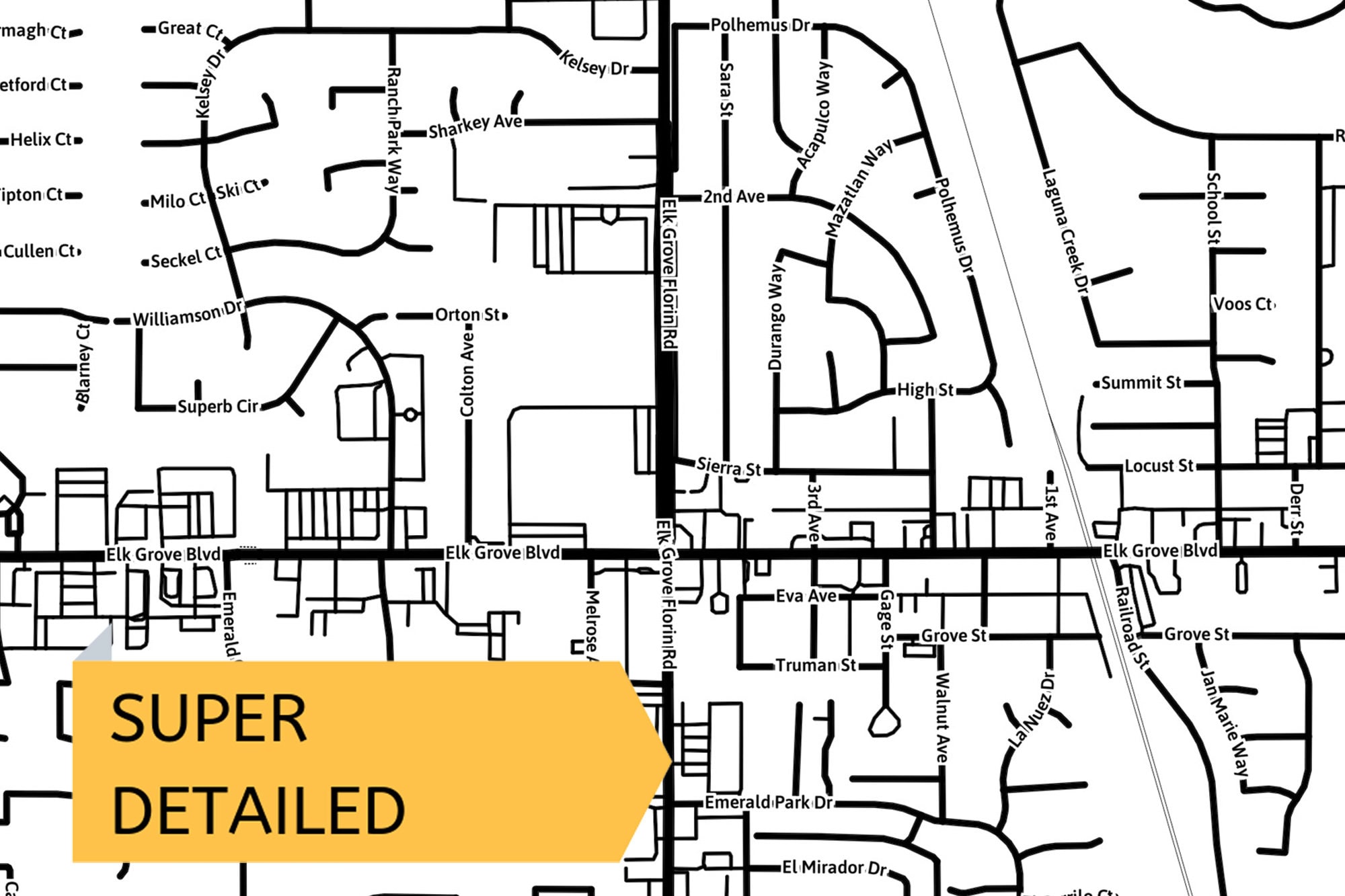 Printable Map of Elk Grove California United States With - Etsy