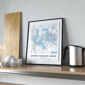 Printable Map of Harris Chain of Lakes, Florida Instant Download Lake ...