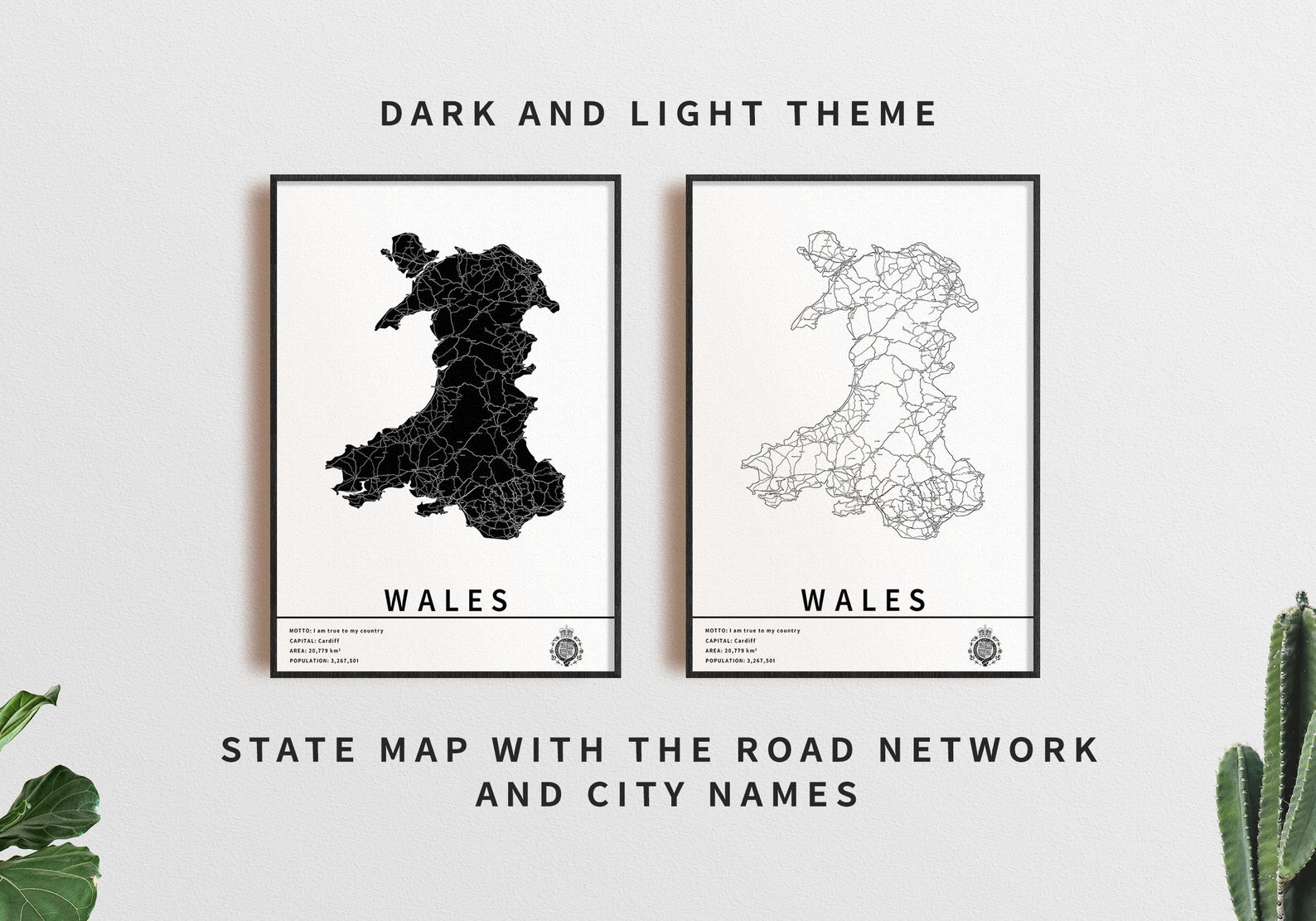Printable Poster Map of Wales United Kingdom Instant - Etsy