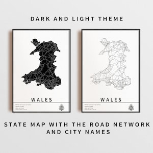 Printable Poster Map of Wales United Kingdom Instant - Etsy