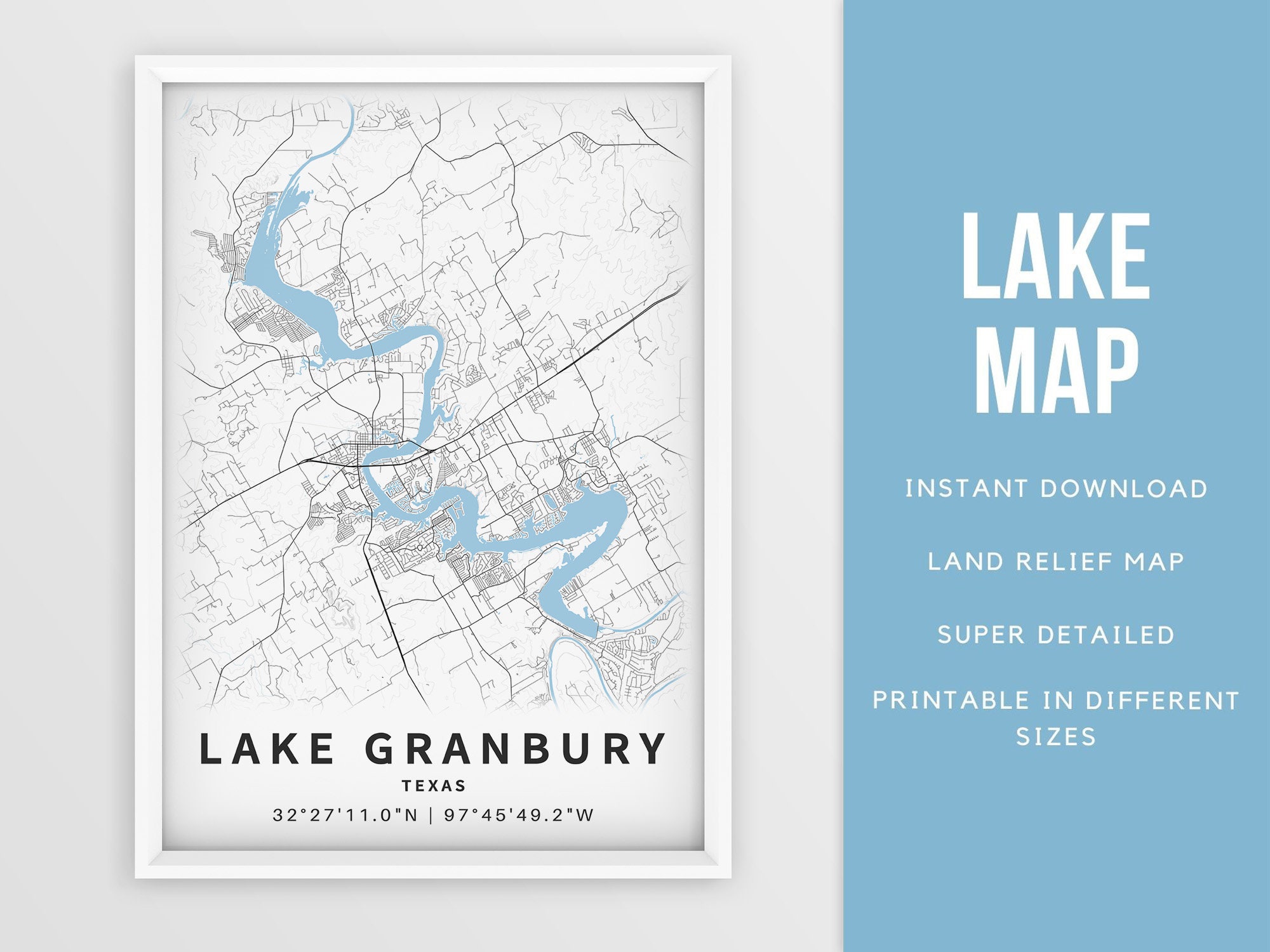 Printable Map of Lake Granbury Texas United States Instant | Etsy