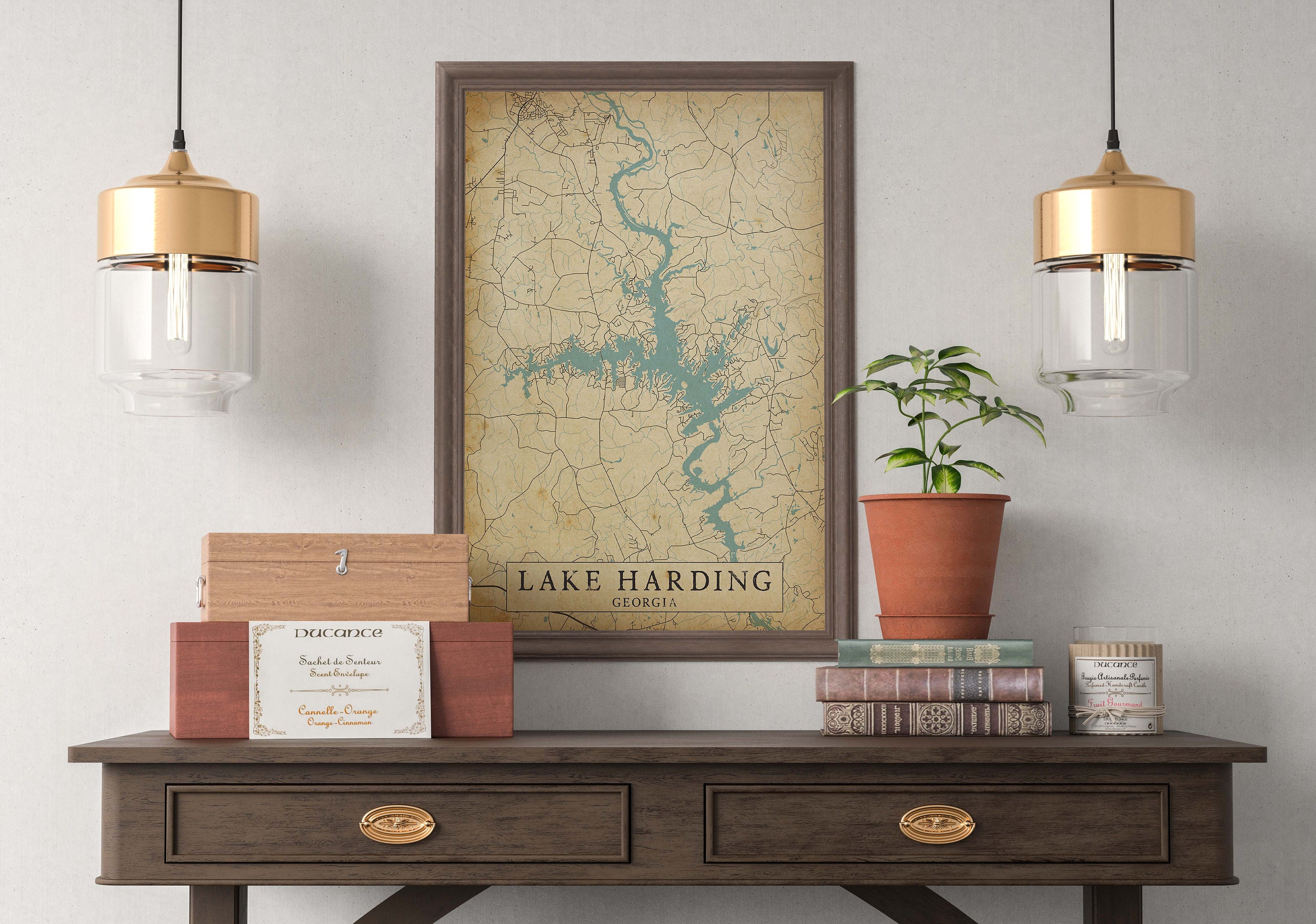 Vintage Style Map of Lake Harding Georgia USA Instant - Etsy