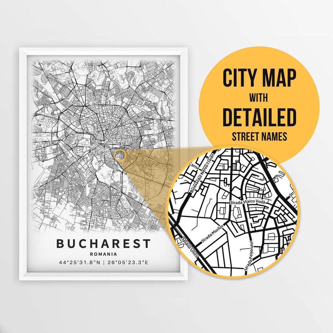 Printable Map of Bucharest, Romania With Street Names - Instant ...
