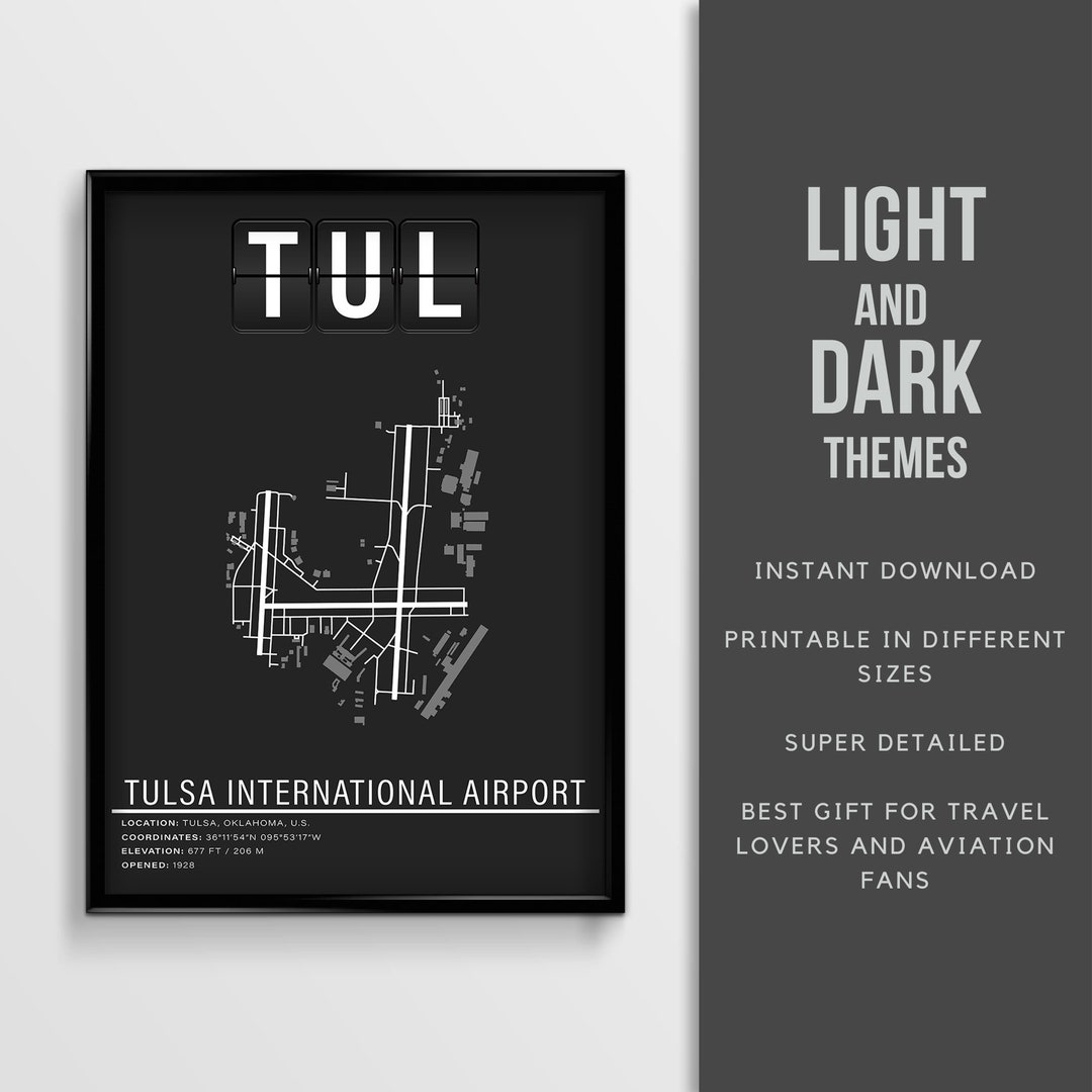 TUL Tulsa International Airport Poster - Instant Download \ Airport Map ...