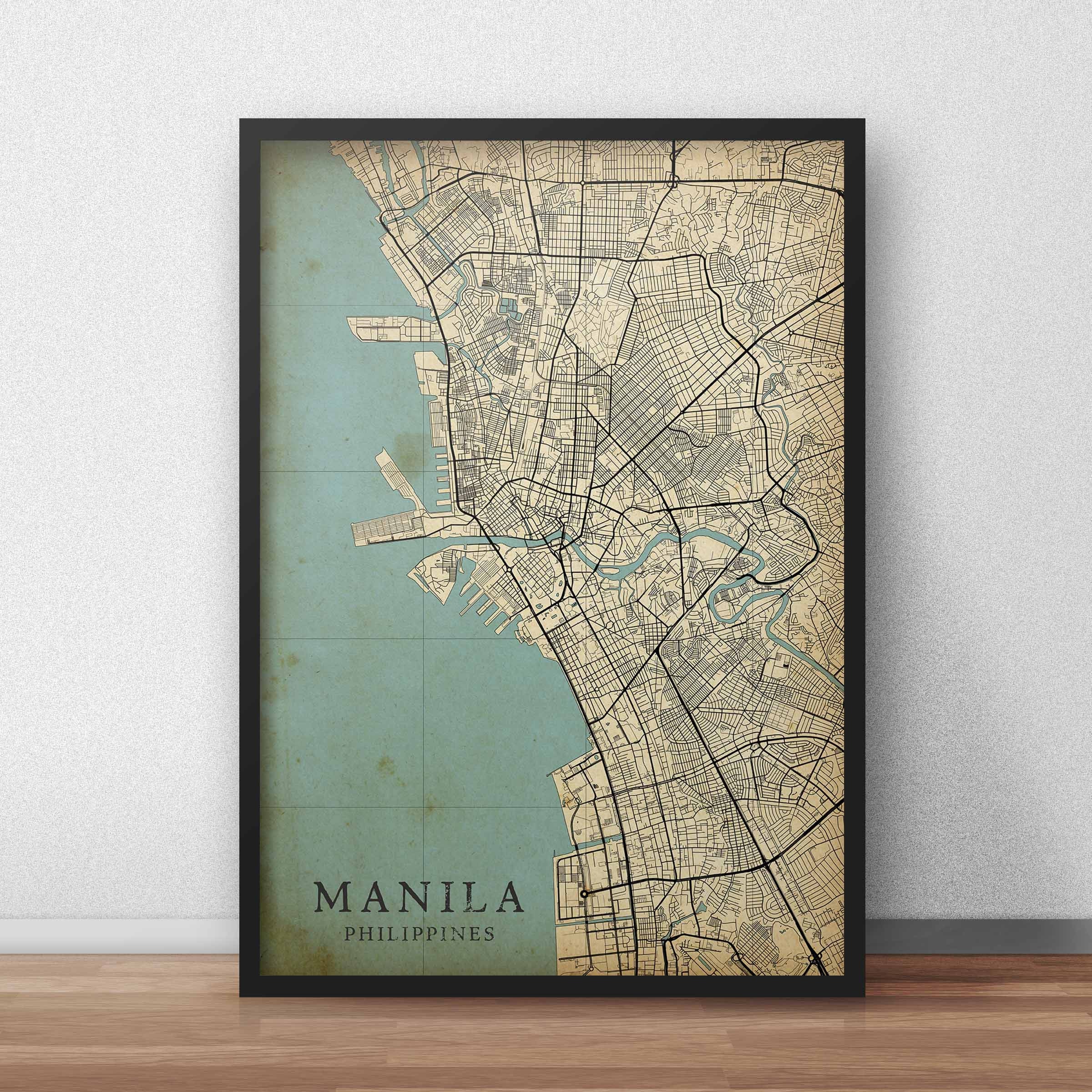 Printable Vintage Style Map of Manila Philippines Instant | Etsy