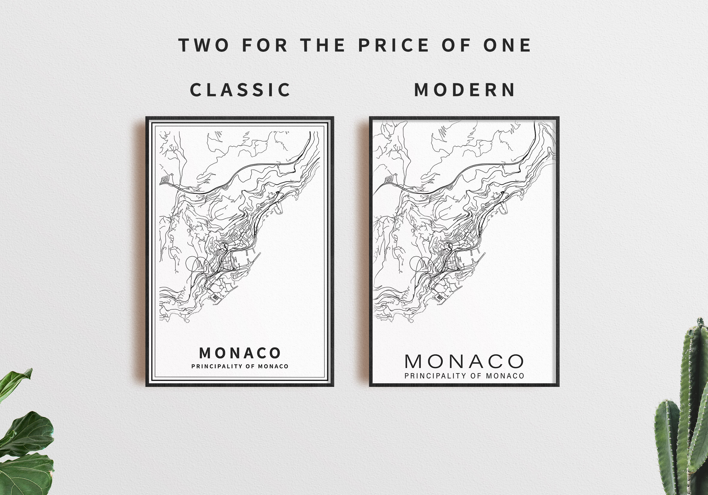 Printable Map of Monaco Monte Carlo Principality of Monaco | Etsy