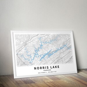 Printable Map Norris Lake, Tennessee, US - Instant Download \ Lake Map ...