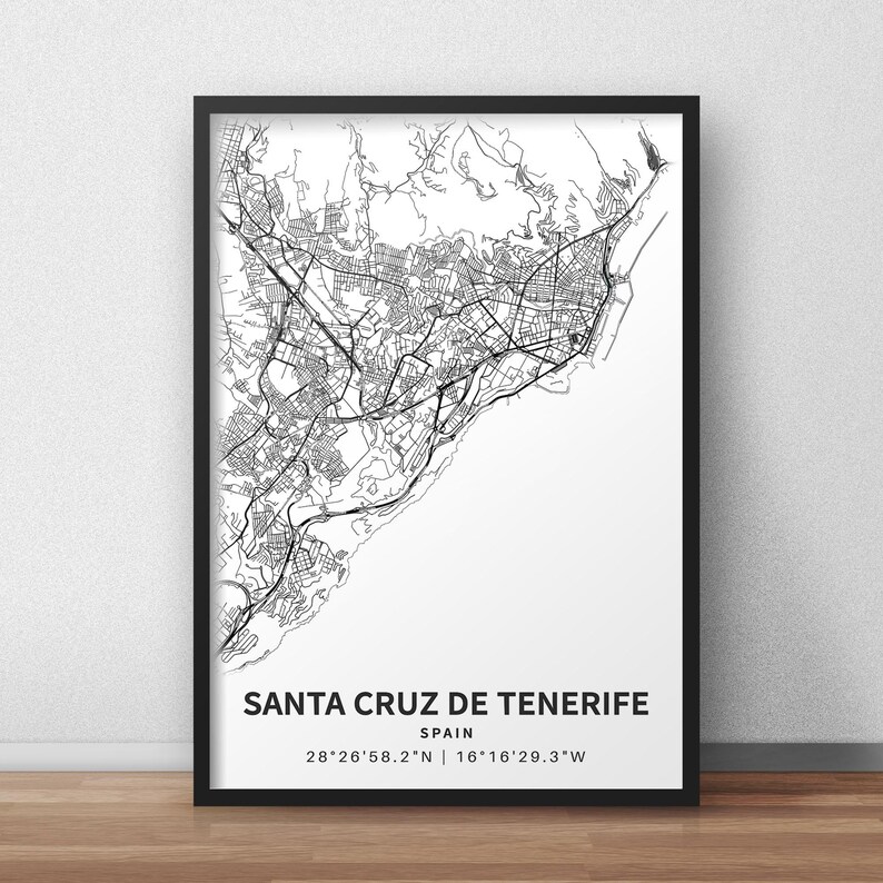 Printable Map of Santa Cruz De Tenerife, Spain With Street Names ...
